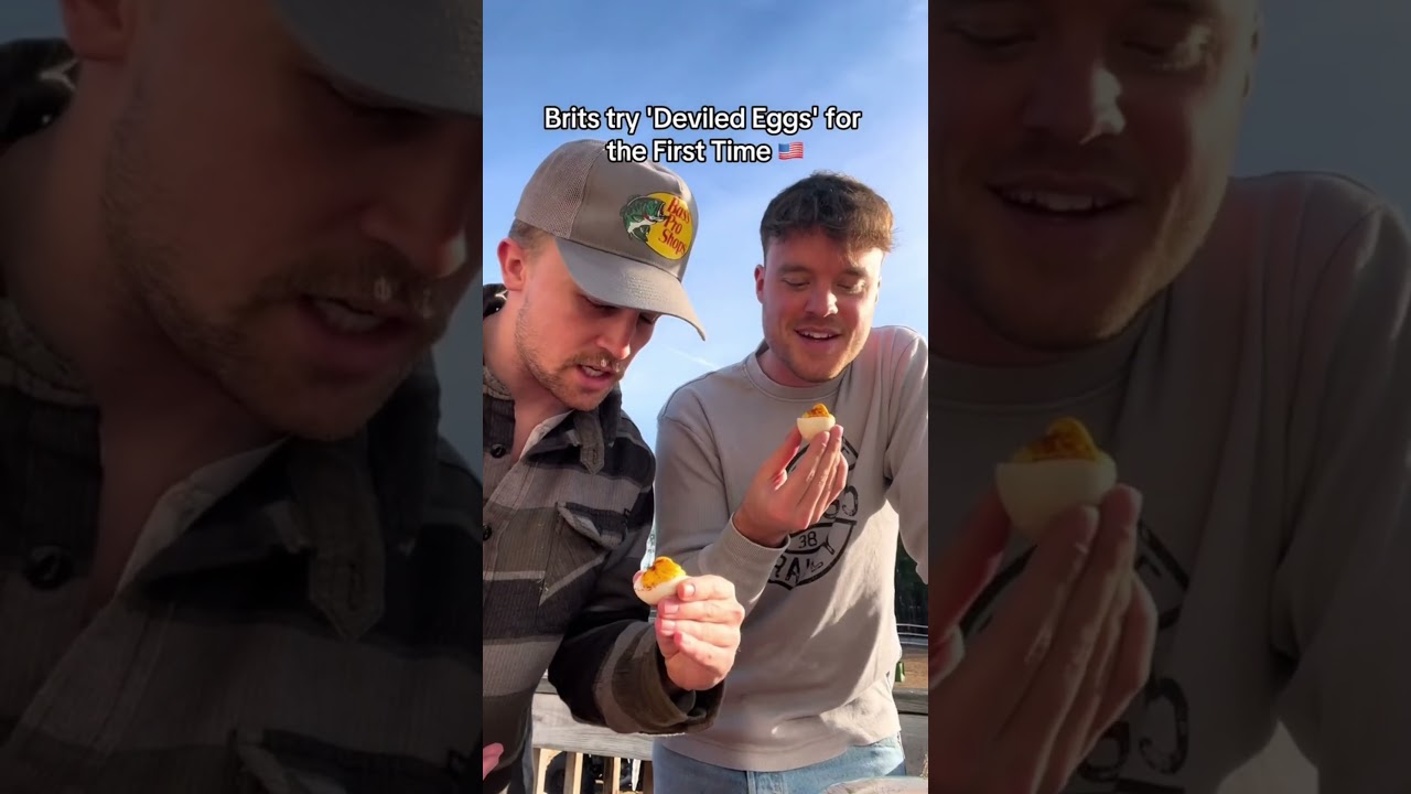 Brits try Deviled Eggs for the FIRST TIME! #british #america #reaction