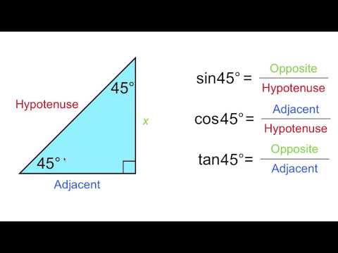 Trig functions for 45 degrees