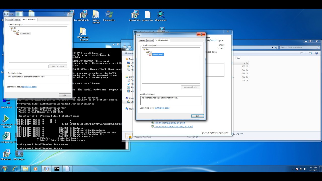 Saving certificate used by EIDAuthenticate via EIDcmd