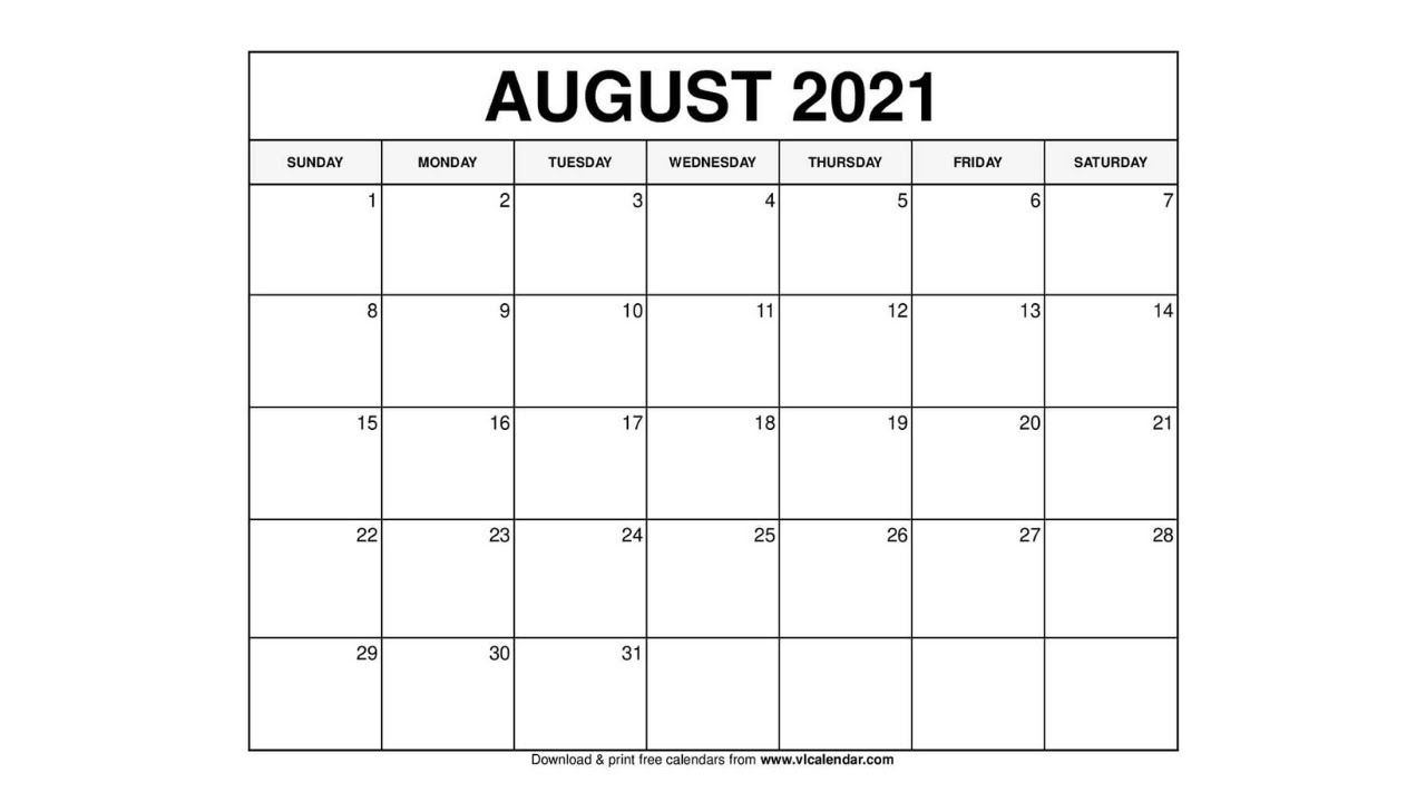 Printable August 2021 Calendar Templates with Holidays - VL Calendar