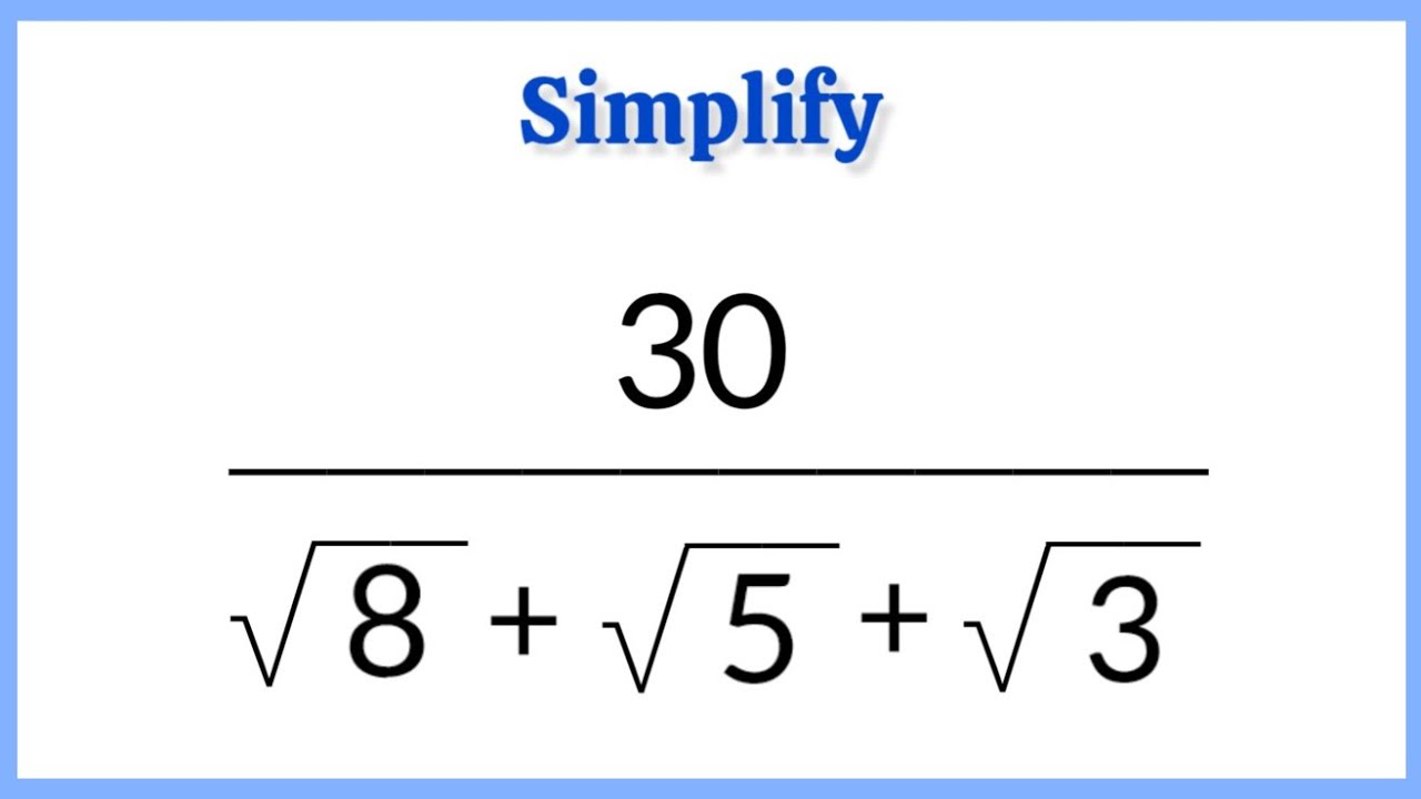 Nice Square Root Simplification Problem | Radical Question | Maths Olympiad