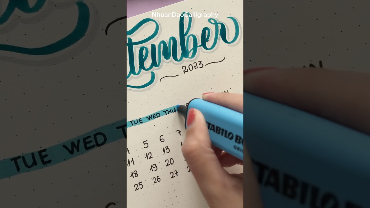 September 2023 Calendar | Bullet journal | Plan with me #nhuandaocalligraphy #shorts