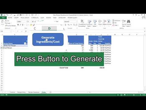 Recipe Order with Excel