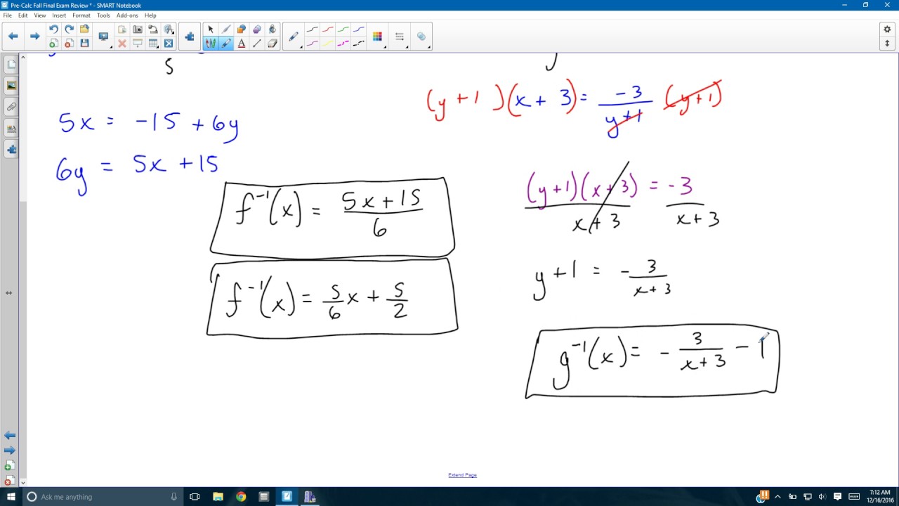 Pre-Calculus: Fall Final Exam Review