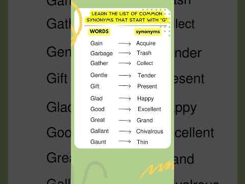 Everyday English: Everyday Synonyms for Common 'G' Words
