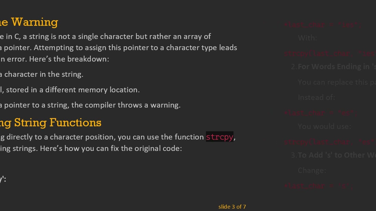 Fixing the warning: incompatible pointer to integer conversion Error in C Programming