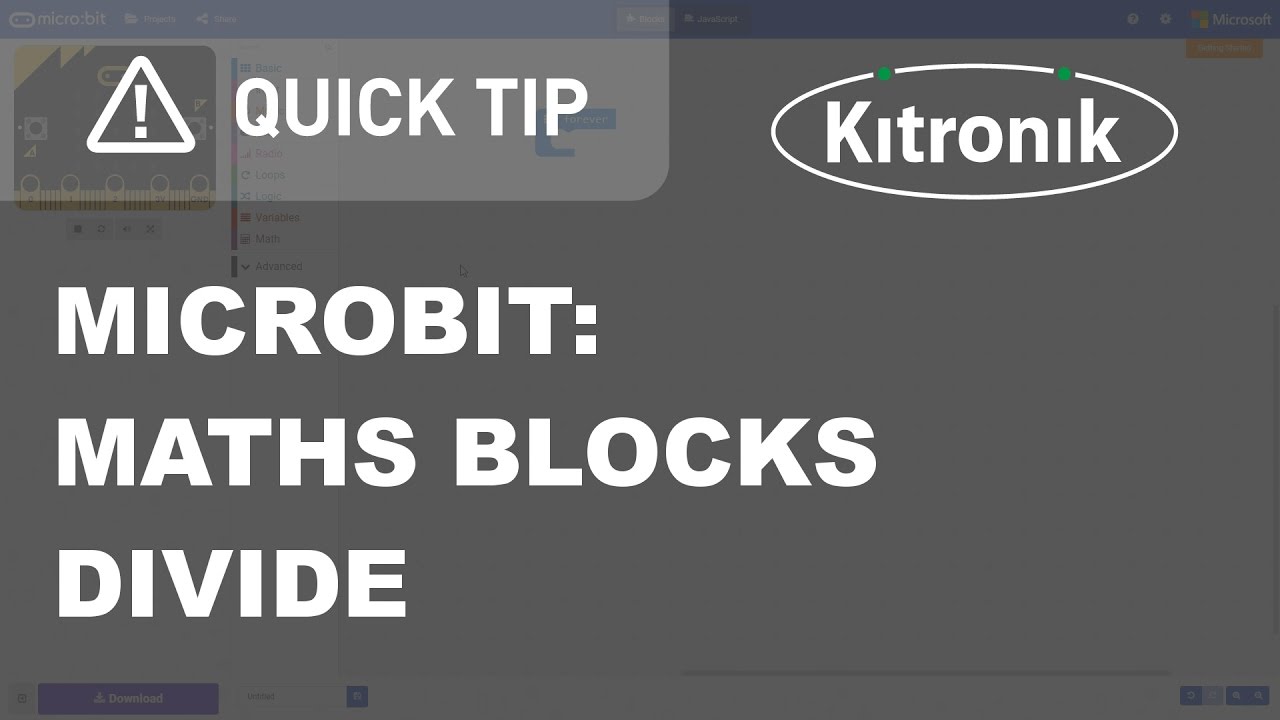 microbit MakeCode Editor - Math Blocks - Divide - Kitronik