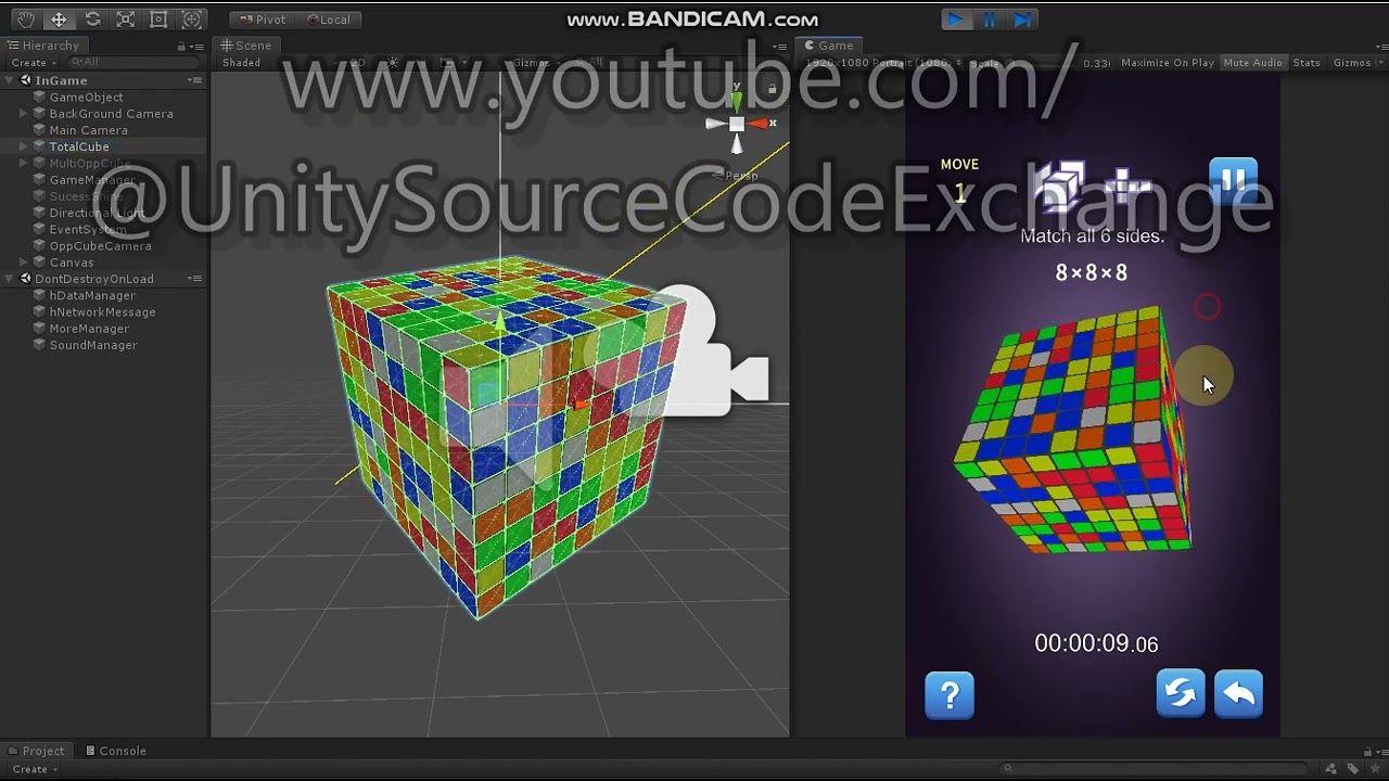 Rubik's Cube Game Made in Unity Game Source Code for Sale