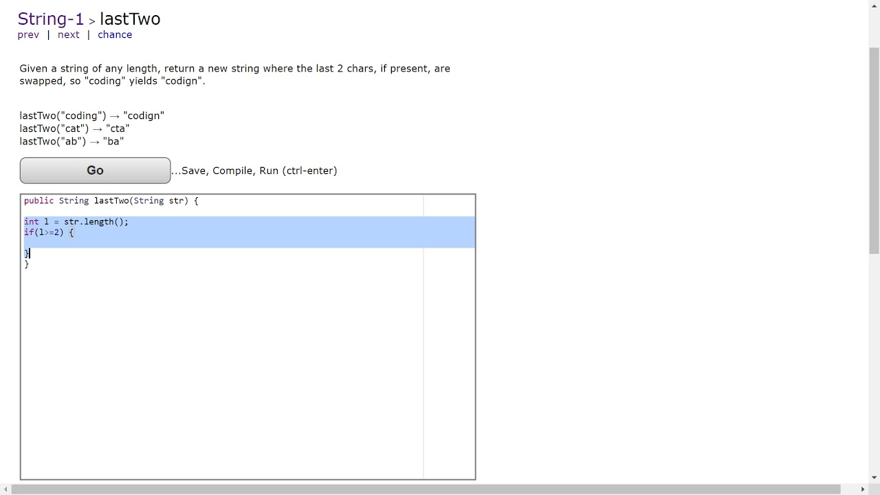 String-1 (lastTwo) Java Solution || Codingbat.com