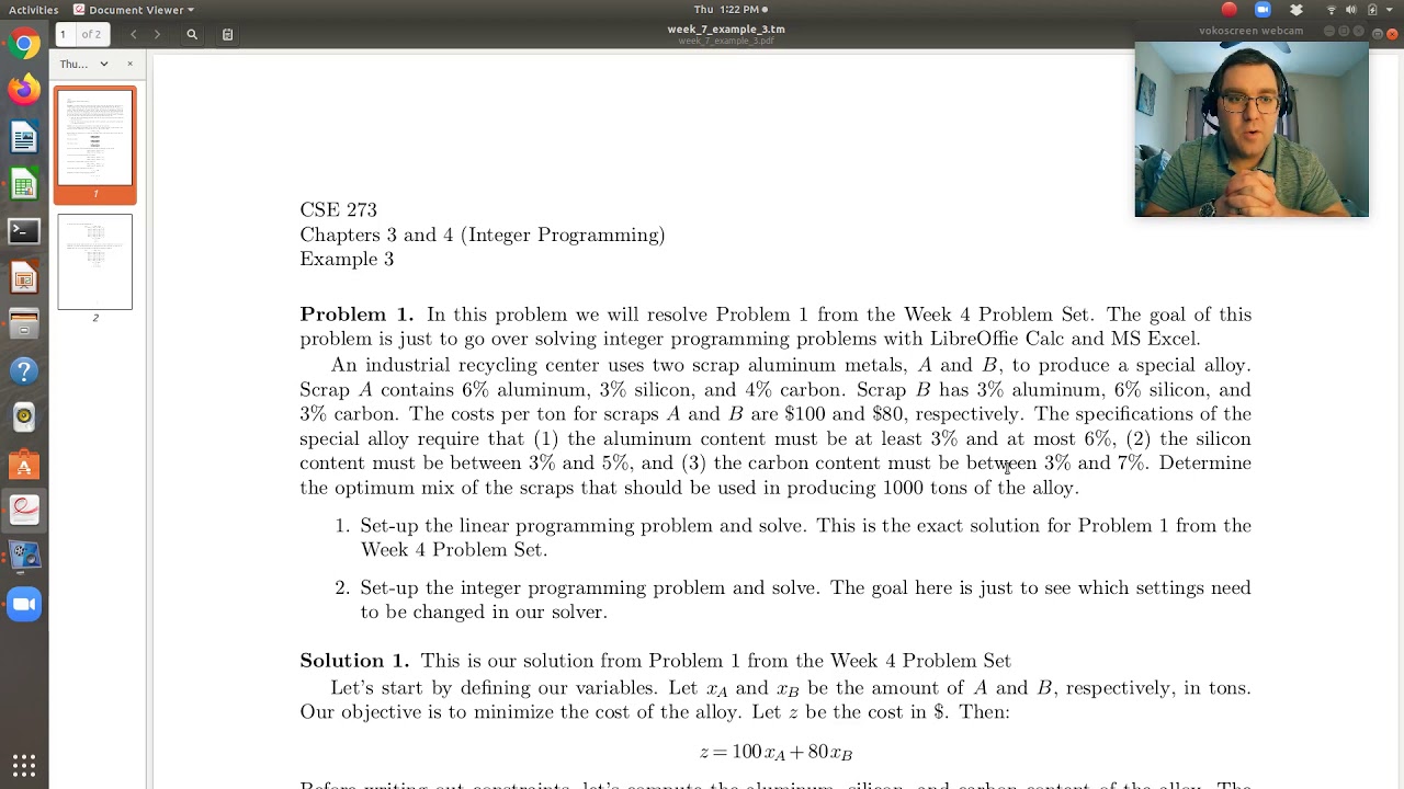 Integer Programming Example 1: LibreOffice Calc