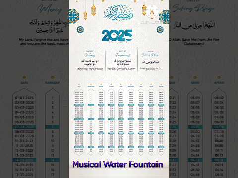 #Ramadan #Calendar #2025 #Lahore,Pakistan #Musicalwaterfountain