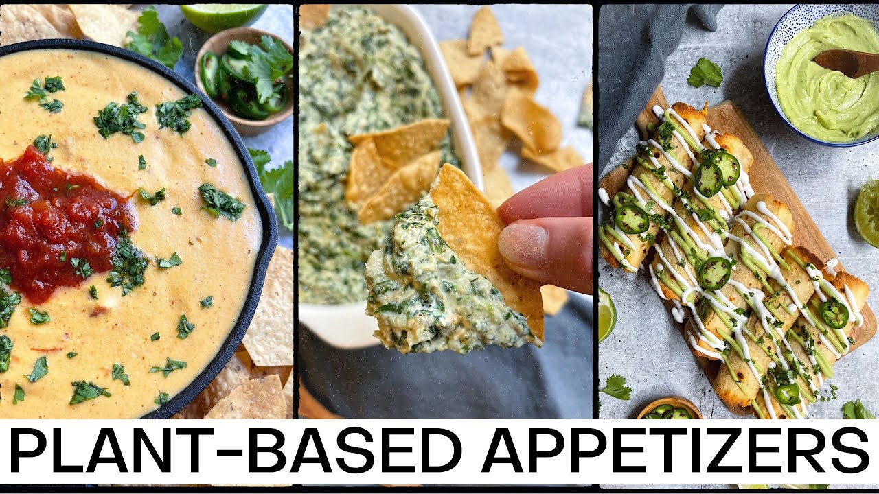 Vegan Appetizer Recipes for Parties 🌱🎉  Spinach Artichoke Dip, Chickpea Taquitos and more!