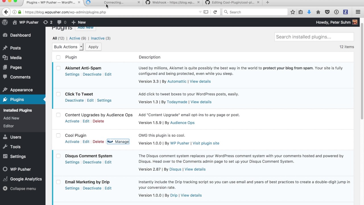 Install and update a WordPress plugin directly from GitHub with WP Pusher