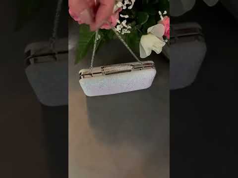 Silver Glitter Evening Wedding Clutch Bag