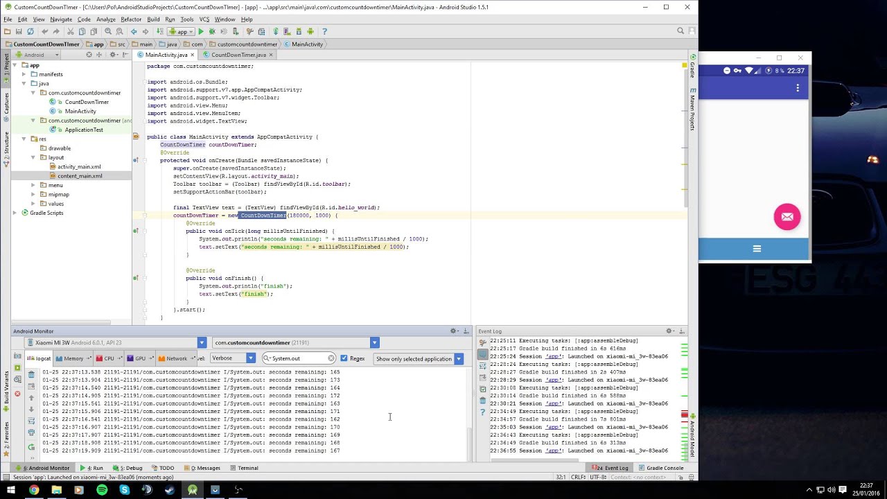Android - Fixed implementation of CountDownTimer.java