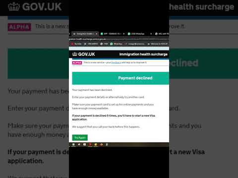UK IHS and Visa fees payment declined error