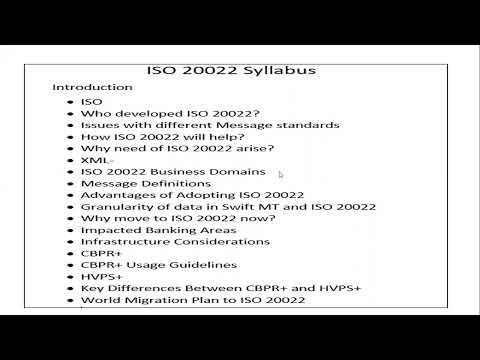 Swift Payment + Migration to ISO 20022 Syllabus