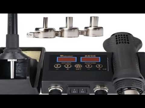 Soldering Station Digital Temperature Adjustable 2 in 1 SMD Solder Iron Hot Air Heat Gun Welding Rew