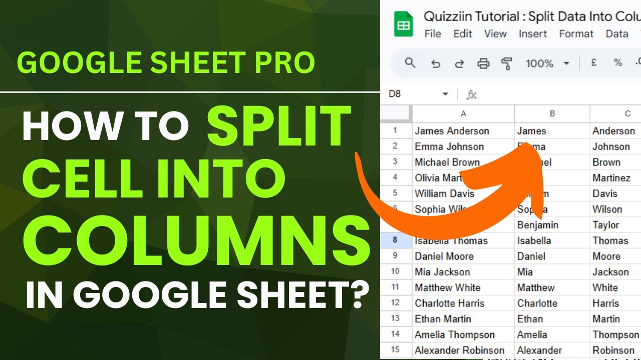 How to SPLIT cell into columns in Google Sheet?