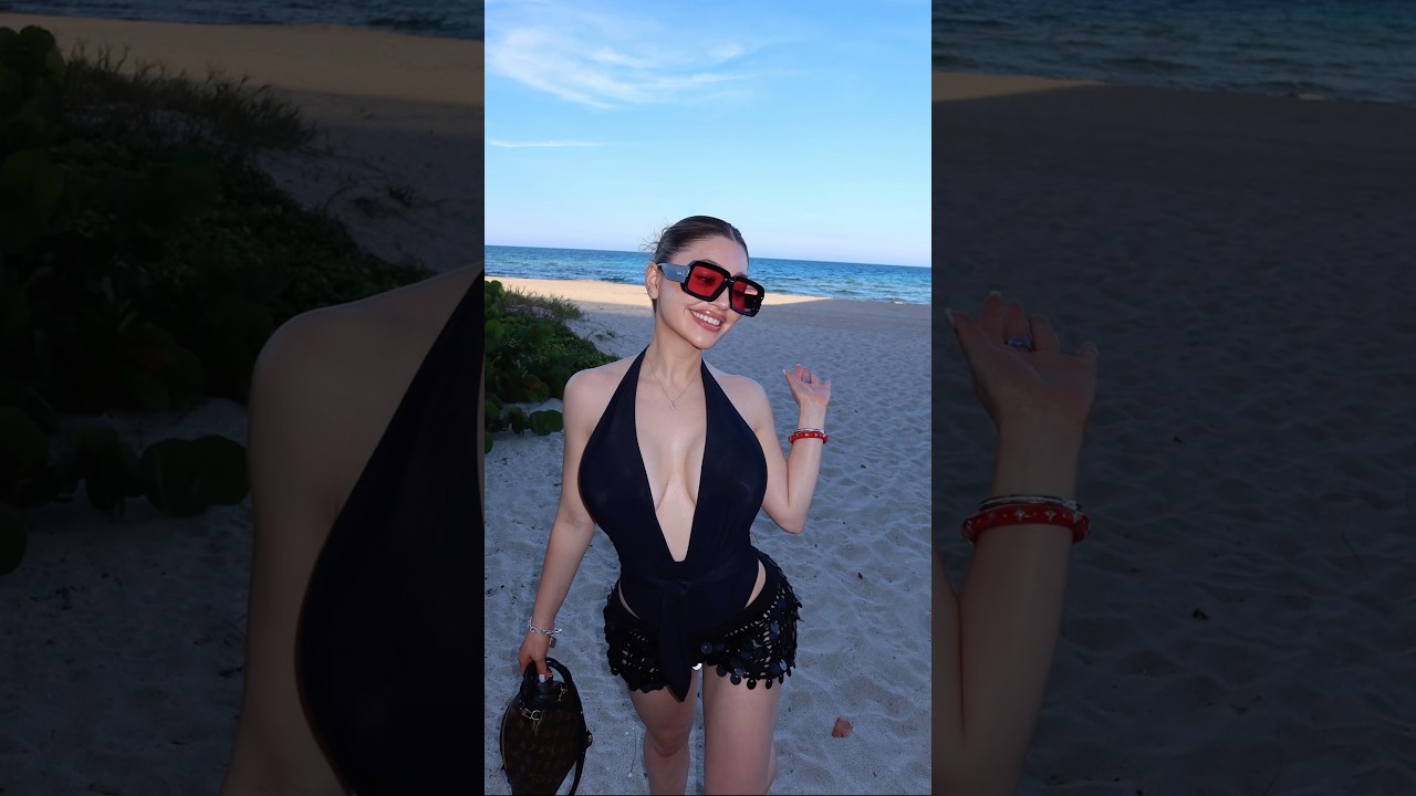 Be a lady & a legend⚡️ #shortsfeed #shorts #slickback #miami #swimsuit #beach #loewe #revolve #pose