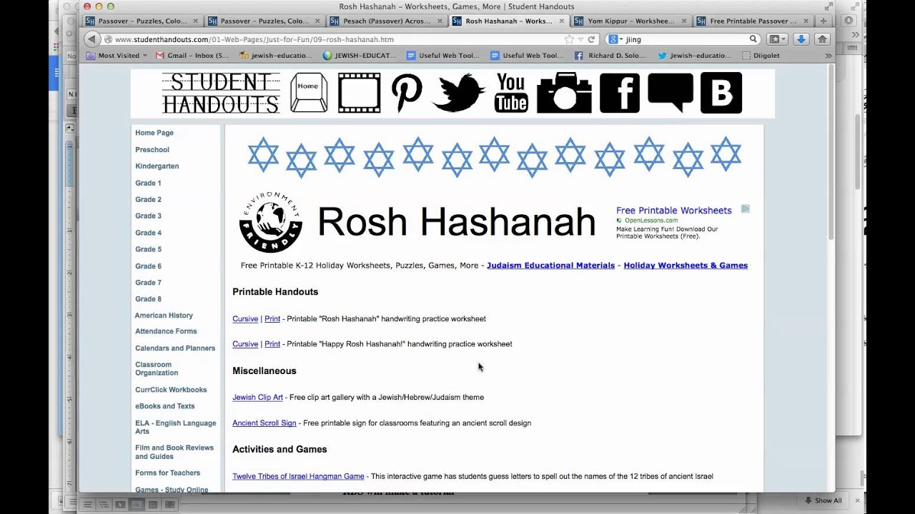 Tutorial on Student Hangouts of Jewish Clip Art