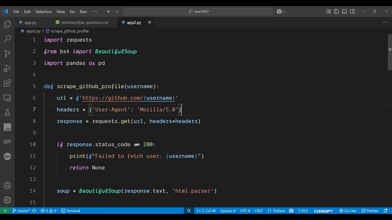 Python 3 Github API V3 Web Scraping Script to Scrape Github User Profile Info & Save it in Excel