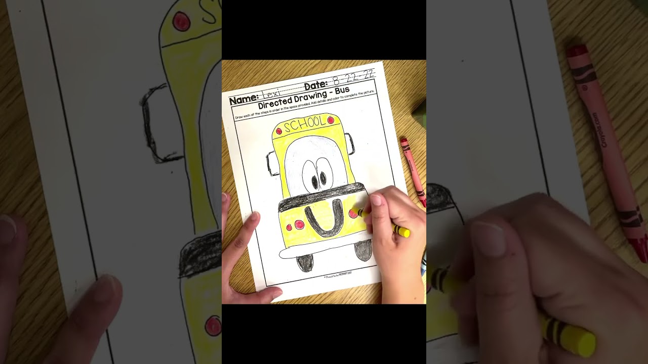 Grab this FREE School Bus directed drawing for BTS! #directeddrawing #drawingtutorial
