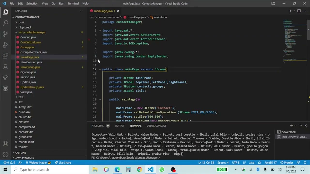 Contact Manager - Java Project