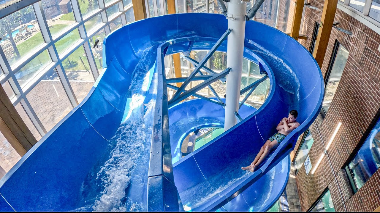 Fast Water Slide at Hilton Hotel - Big Blue Slide POV