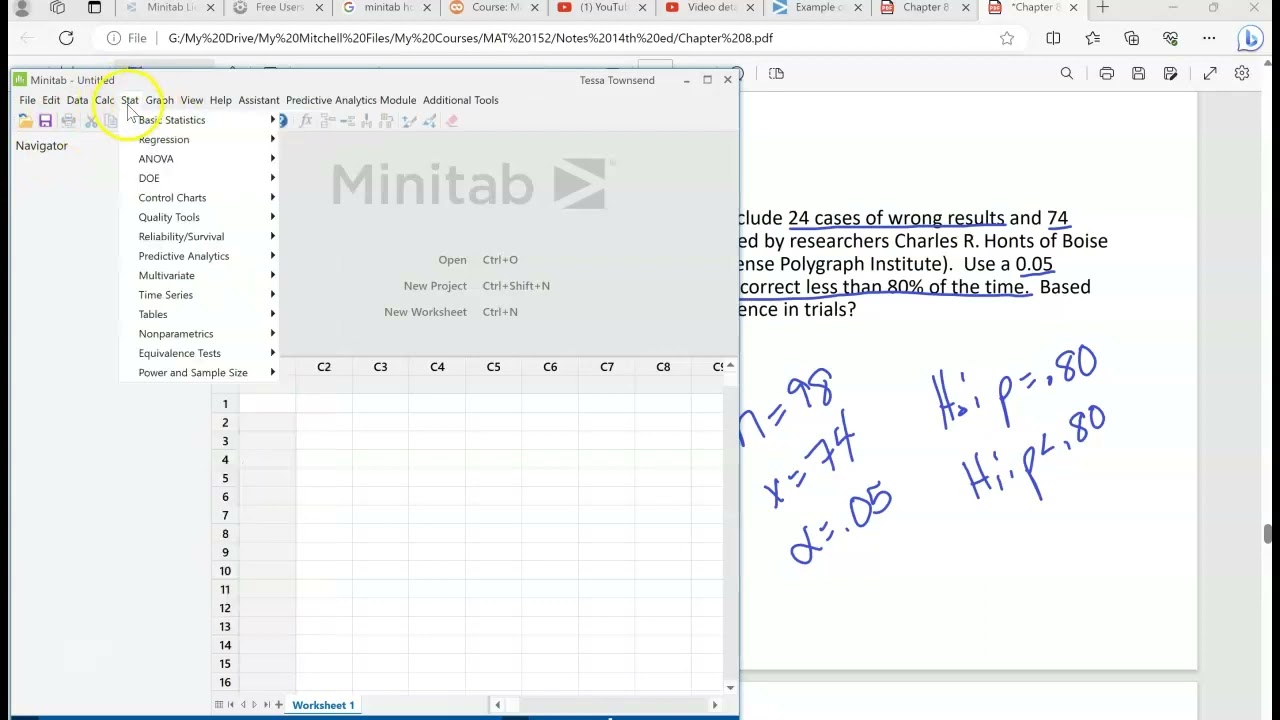 Minitab Hypothesis Test One Proportion