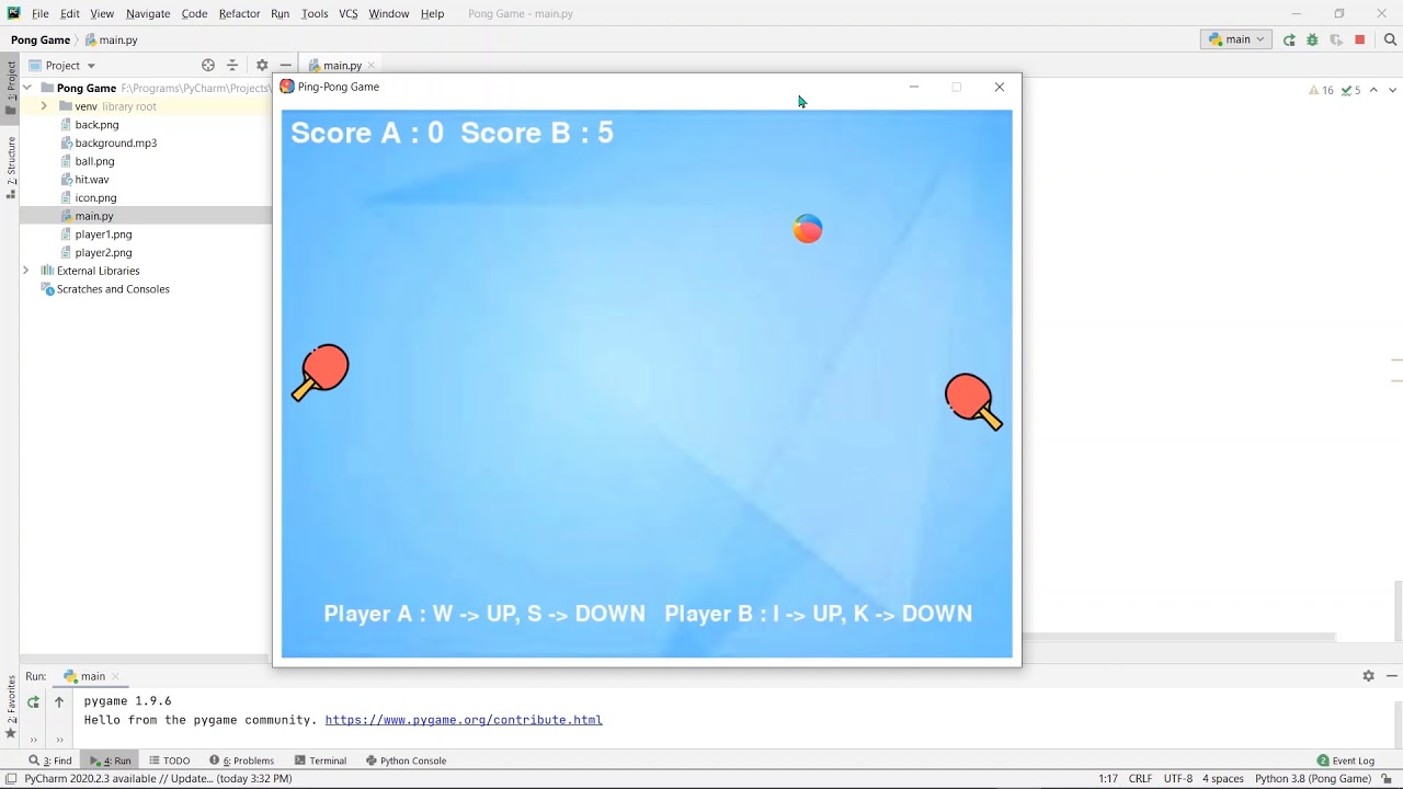 Ping Pong Game using Python (Pygame) | Source Code on GitHub | Rajan Gautam
