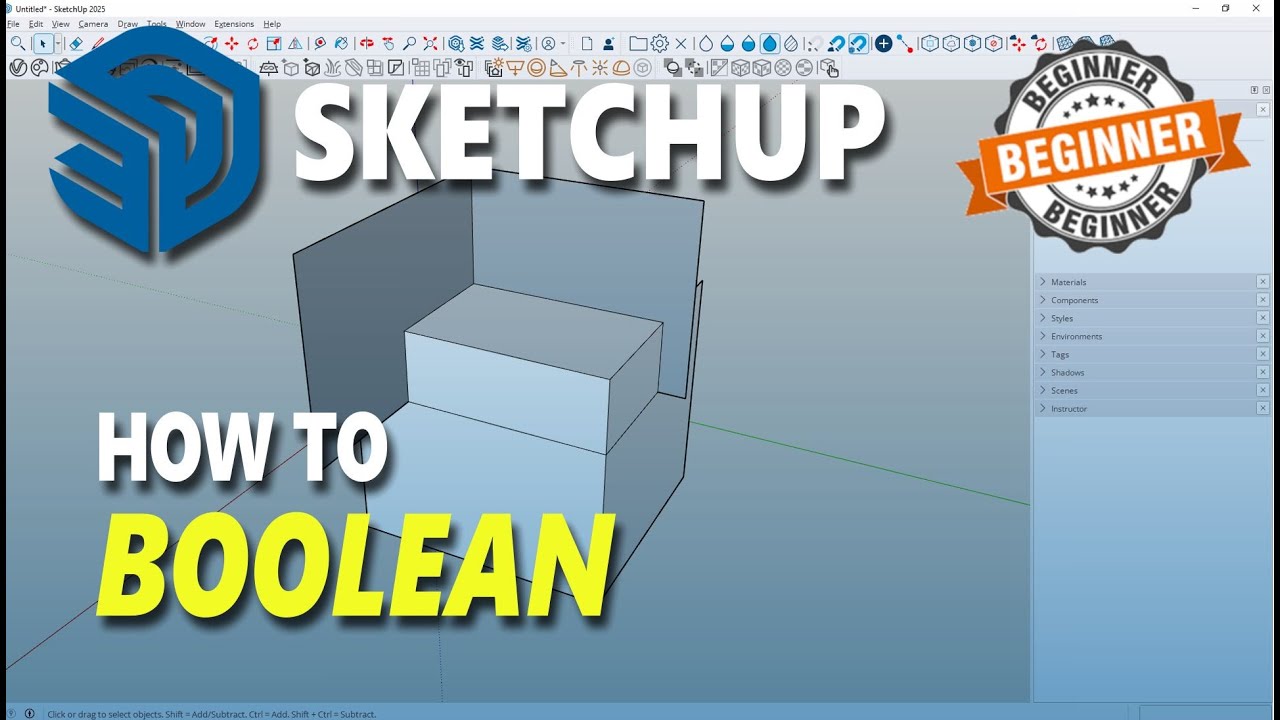 Sketchup How To Boolean With Intersect