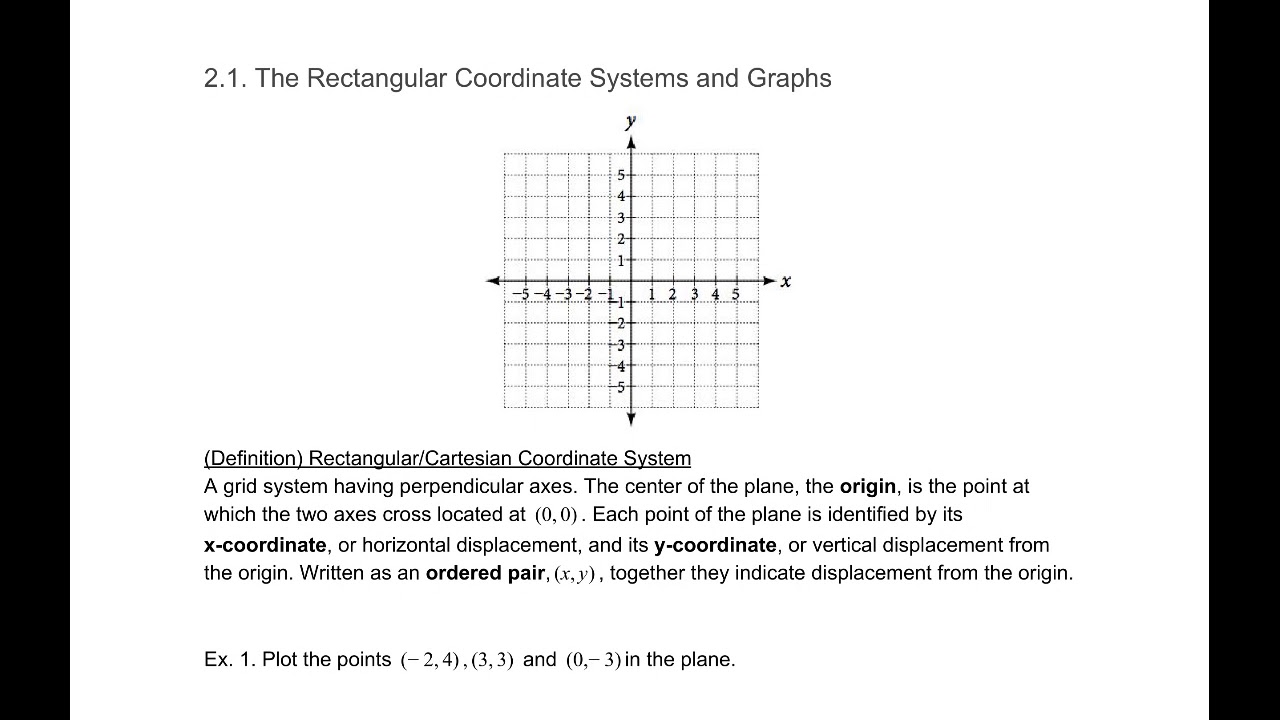 2.1 The Rectangular Coordinate System and Graphs