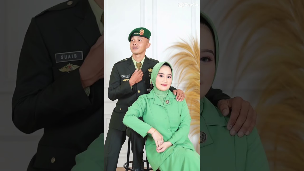 Foto studio berdua - pose couple TNI AD madiun