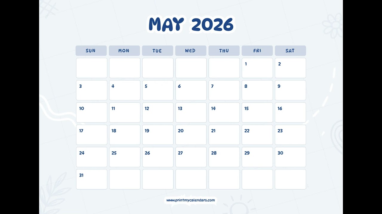Printable May 2026 Calendar (US) | A4 & Letter Size | May 2026 Calendar Printable | Free PDF