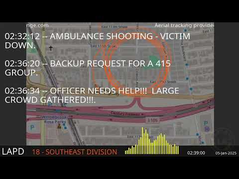 LAPD SHOOTING and Officer Needs HELP call in Southeast Division, Police Scanner Audio, 05-JAN-2025