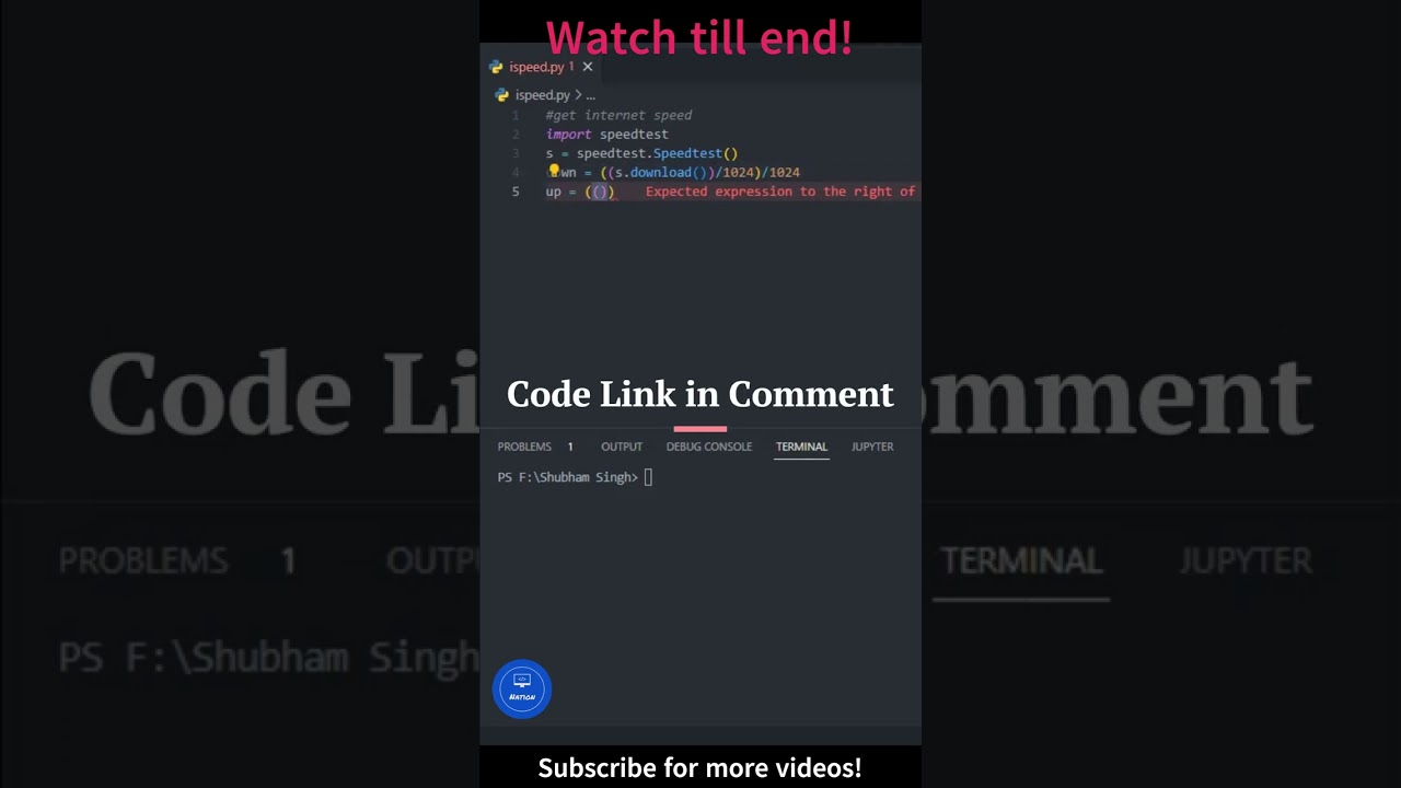 test your internet speed using python #shorts #short