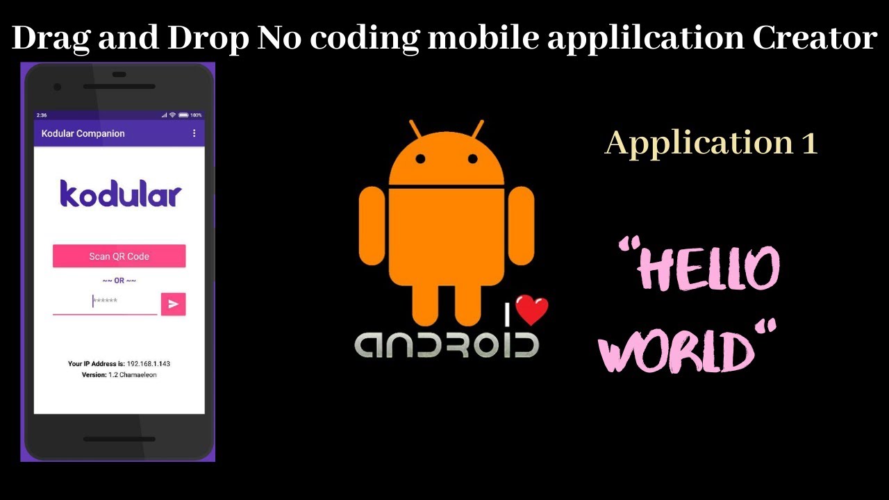 Hello world application using Kodular / Thunkable / Appibulder  no coding android app creator