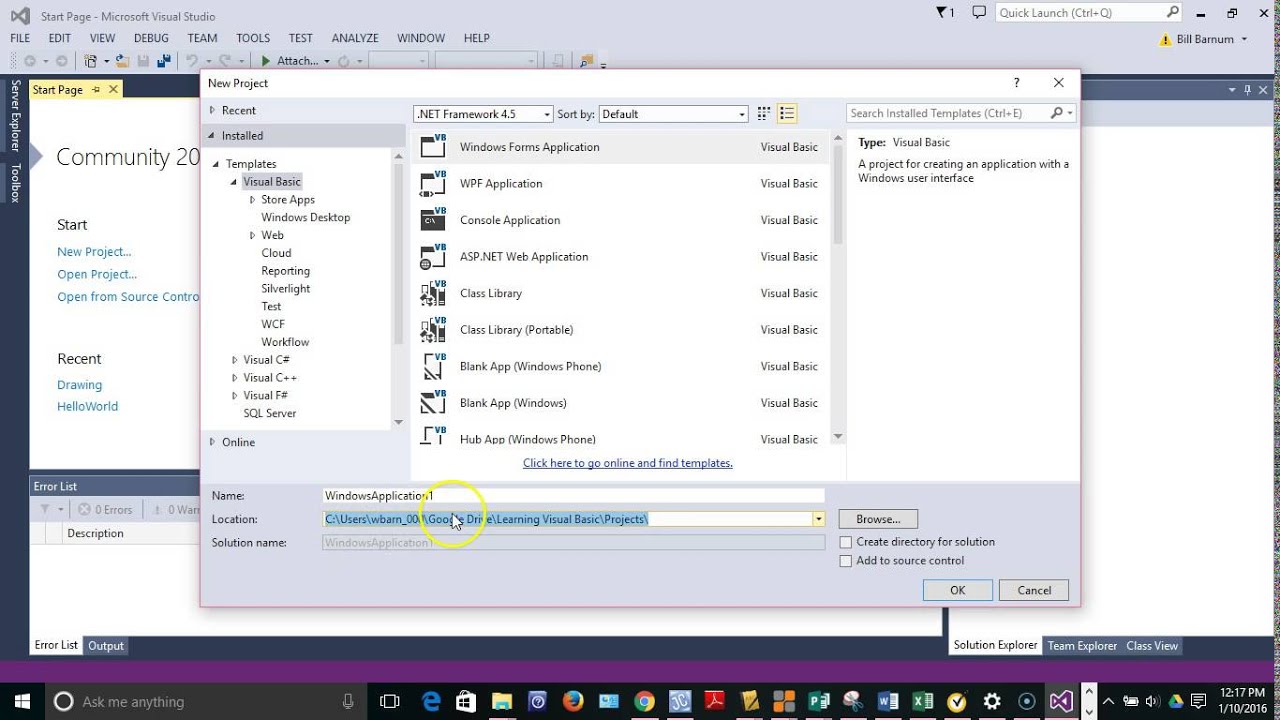 01   Creating a New Visual Basic Program