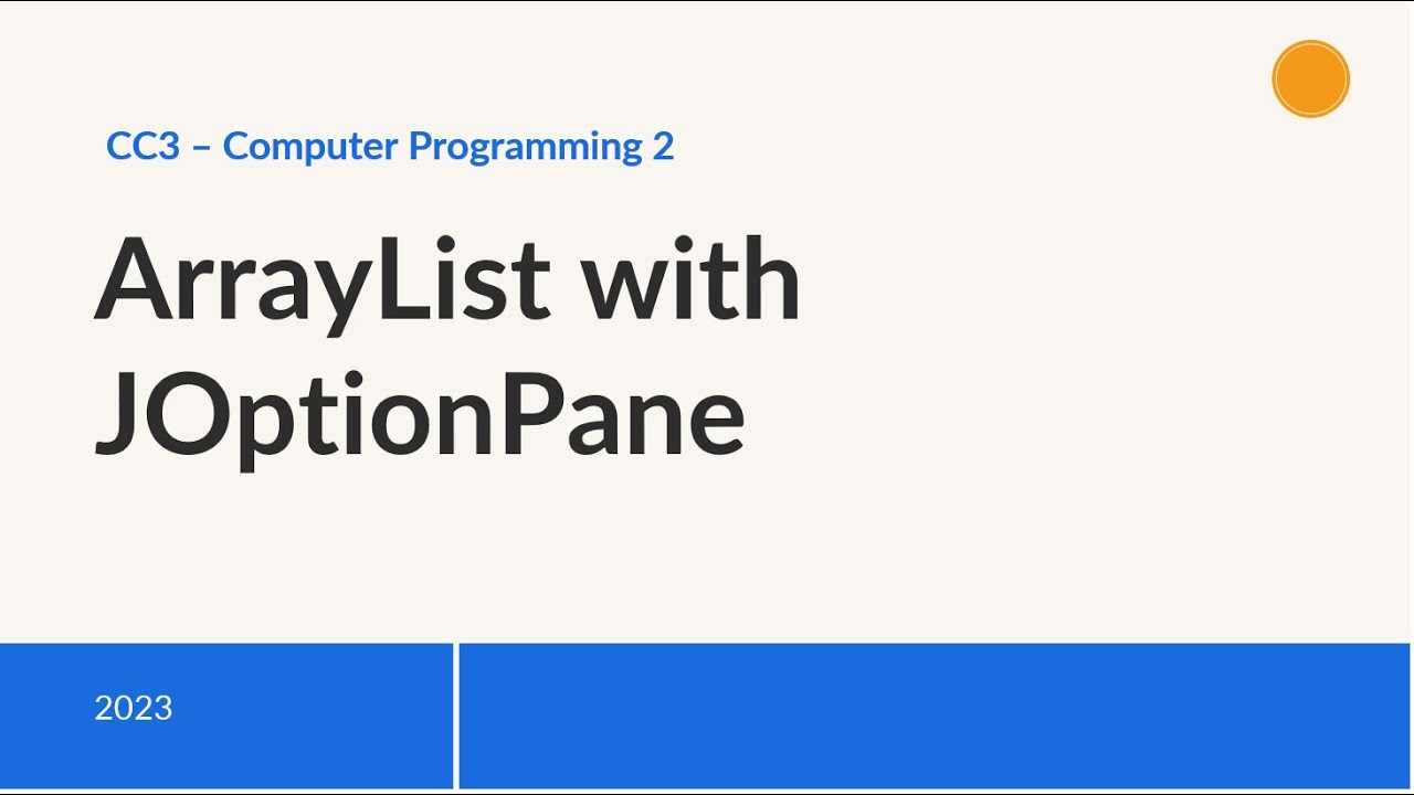 ArrayList with JOptionPane