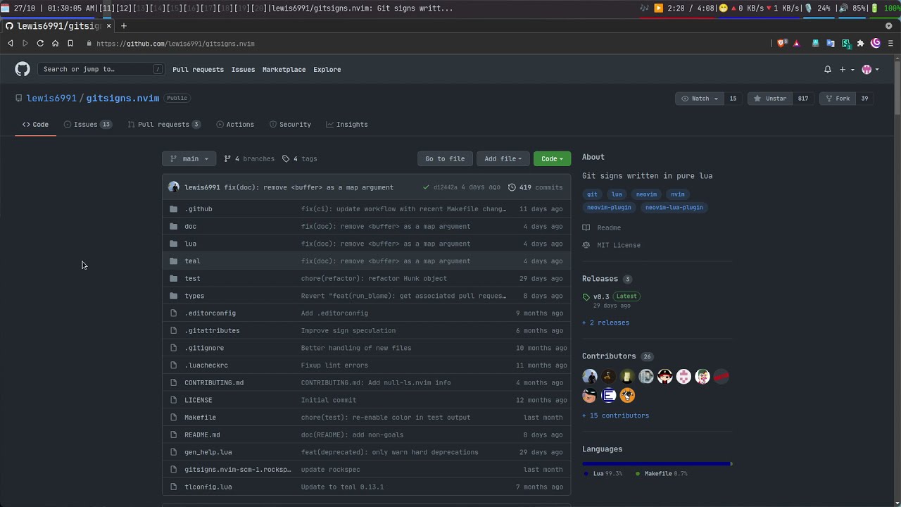 gitsigns.nvim - Neovim Lua Plugin for Git Decoration