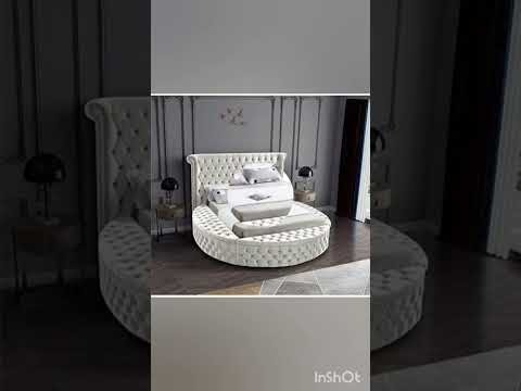 Round Shaped Velvet Upholstered Bed with Deep Button Tufting and Footboard Storage | #shorts #amazon