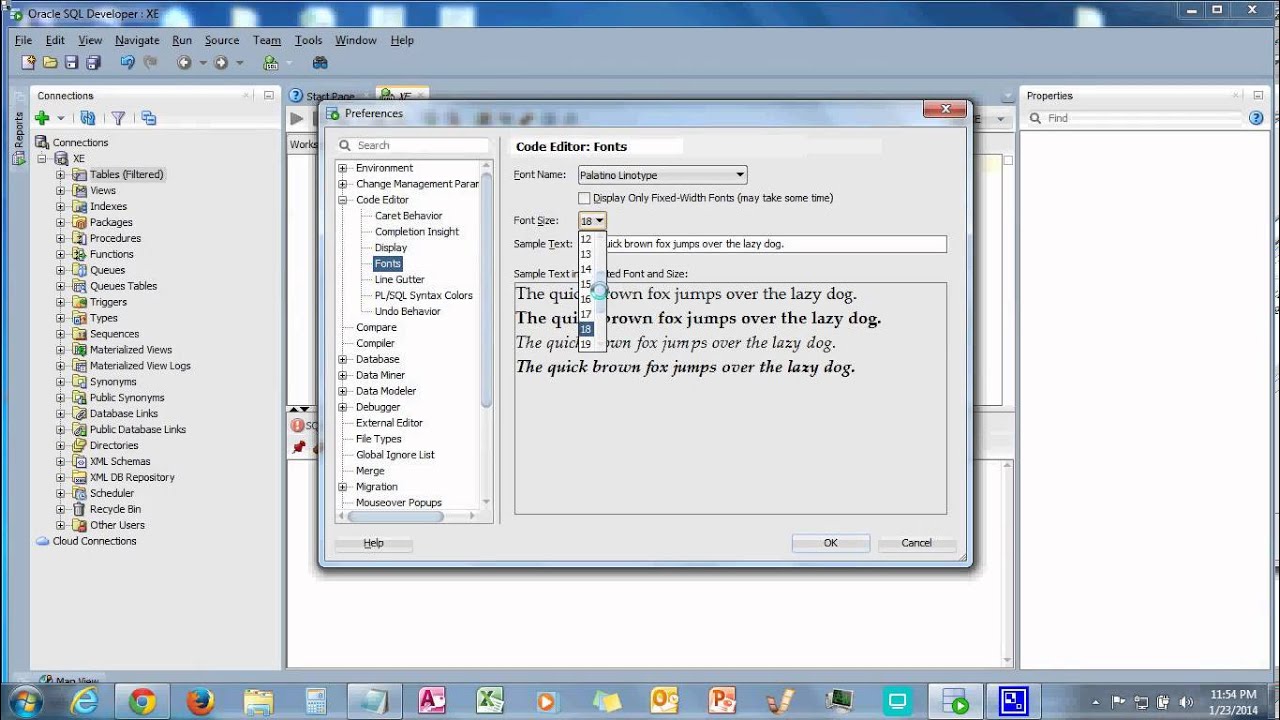 Font Change in SQL Developer Editor
