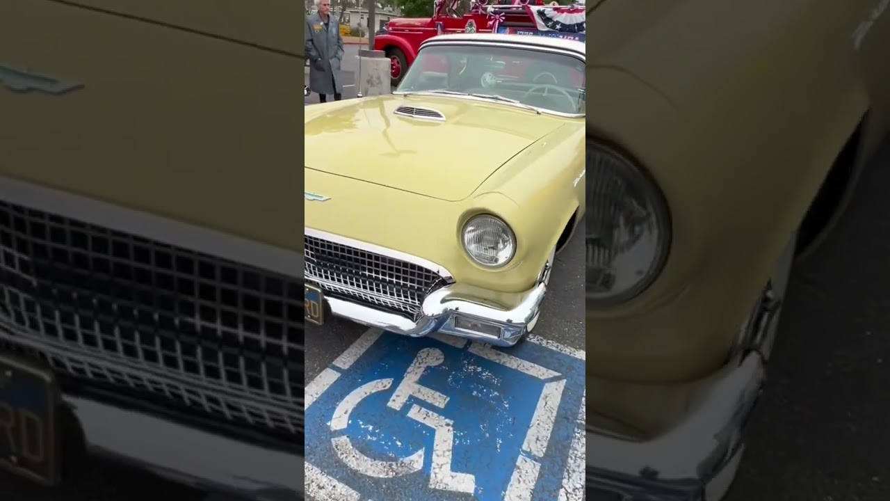 Bright Yellow & White 1957 T-Bird at the Grand Terrace Cars & Coffee . Every 3re Saturday