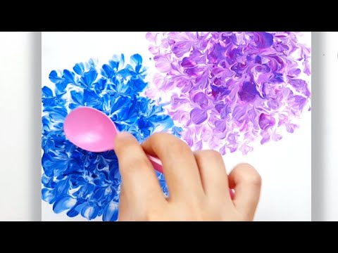 (317) How to paint hydrangea without brush | Acrylic Pouring | Fluid acrylic | Designer Gemma77