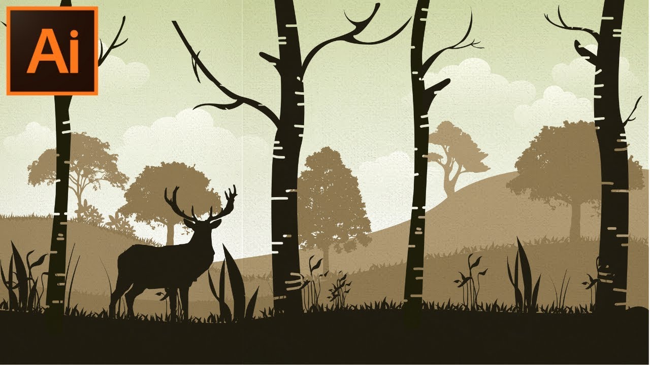 Adobe Illustrator CC Tutorial How to Make a Forest Background for Beginners