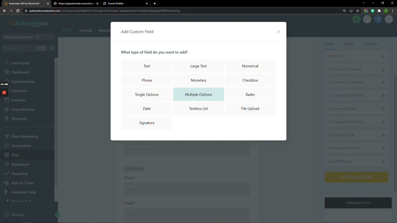 Form Builder - Fields, Styles, Options - Automate365