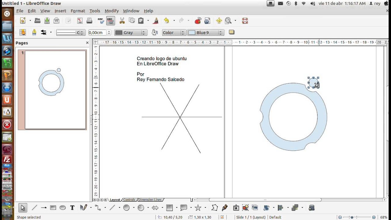 Creando logo Ubuntu usando LibreOffice Draw