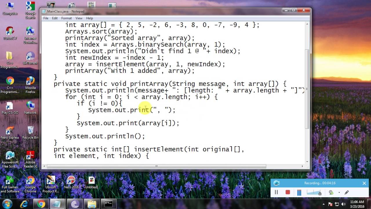 Write A Java Program To Sort An Array And Insert An Element Inside It 7