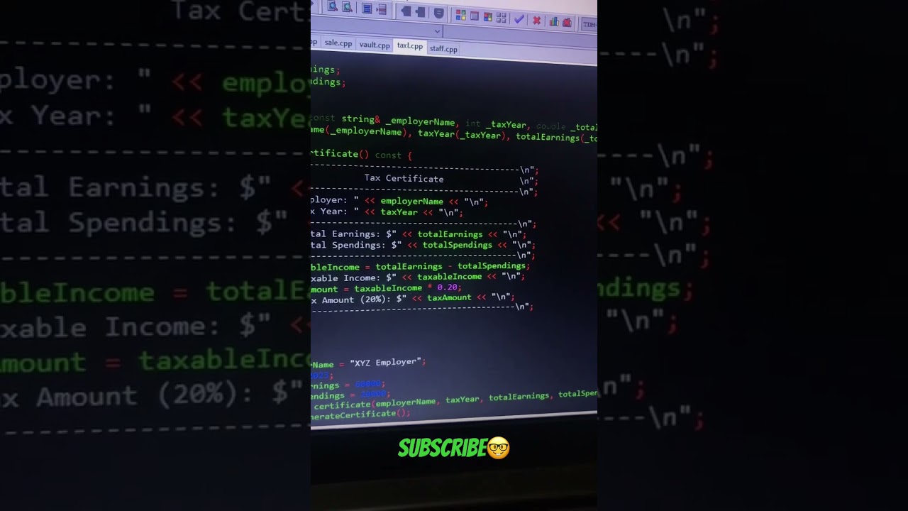 tax sheet in c++ IDE dev c++#cppprogramming #codingtime #codinglife